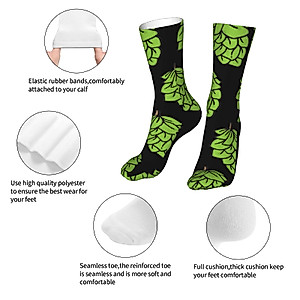 SWEET TANG Men and Women Crew Socks Green Beer Hops Tube Socks Fashion Casual Boot Socks for Sports, Running, Travel, Hiking Work Socks