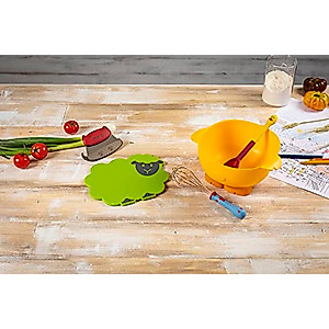 Kuhn Rikon Kinderkitchen Kids Cutting Board, Sheep, 9.8" x 9.1" x 4.3", Green | Child-Friendly Kitchen Tools For Real Cooking