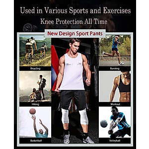 Unlimit Basketball Compression Pants with Pads, White 3/4 Capri Pants Padded, Basketball Tights Leggings (L)