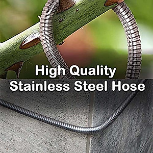 FANGFARM 304 Stainless Steel Metal Garden Hose with Brass Fittings, Shut Off Valve, Water Stop, Heavy Duty Water Hose, Kink Free and Flexible, Crush Resistant, Puncture Resistant(3FT)