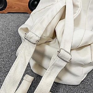 Aktudy Unisex Canvas Crossbody Bag Wide Adjustable Strap Casual Messenger Bag Versatile Solid Shoulder Bag Large Capacity Foldable Fashion Sling Bag