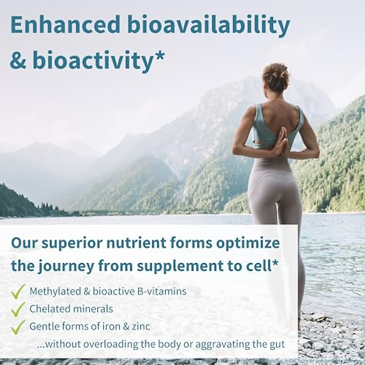 Advanced Women's Multivitamin, Methylated Folate for MTHFR, Clean Label & Vegan, with Iron, Non-GMO, Sustained Release, 60 Tablets, by Igennus