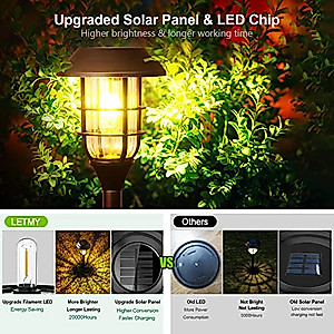 LETMY Solar Pathway Lights Outdoor, 8 Pack Bright Solar Lights Outdoor, IP66 Waterproof Auto On/Off Solar Garden Lights Solar Powered Landscape Lighting for Yard Patio Walkway Driveway Pathway - Black
