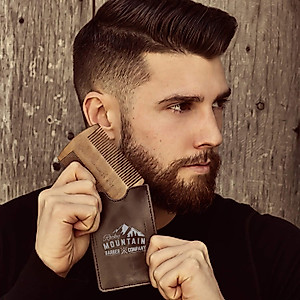 Beard Comb - Natural Sandal Wood for Hair with a Scented Fragrance Smell with Anti-Static & No Snag, Handmade Fine/Medium Tooth Brush Best for Beard & Moustache Packaged in Premium Giftbox