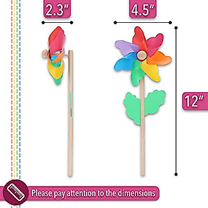 Mr. Pen- Rainbow Flower Pinwheels, 10 Pack, Pinwheels for Yard and Garden, Pinwheels for Kids, Wind Pinwheel, Flower Wind Spinners, Garden Pinwheels Spinners, Yard Pinwheels, Rainbow Party Favors