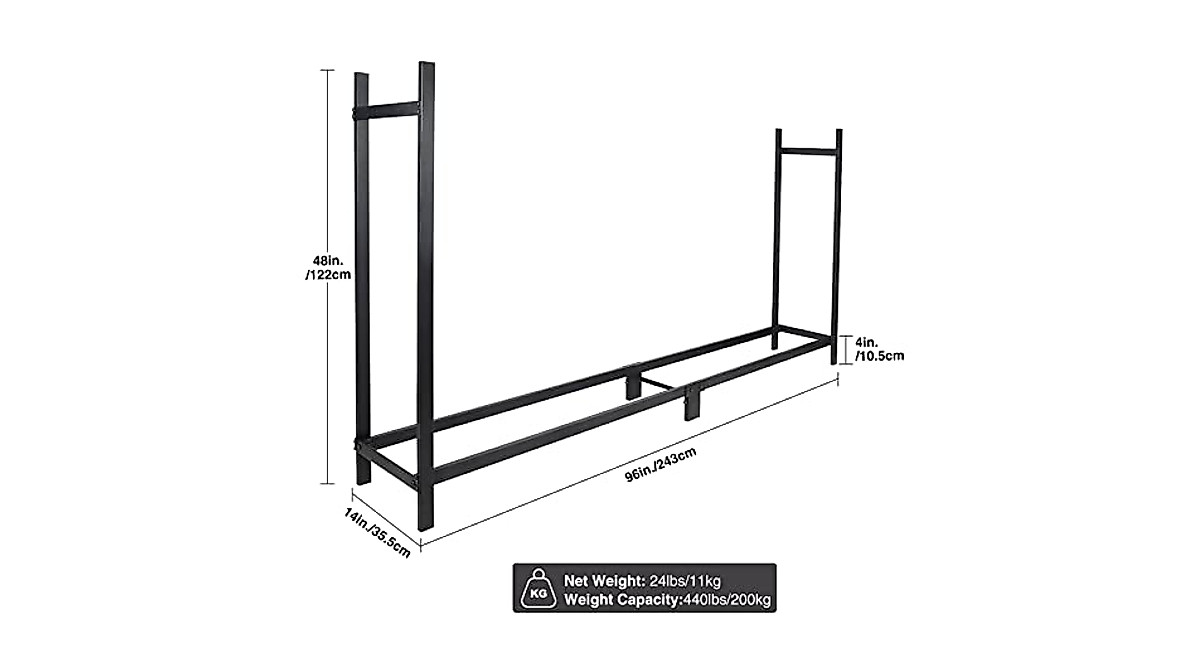 Heavy Duty 8ft Firewood Rack for Outdoor Use from RedSwing