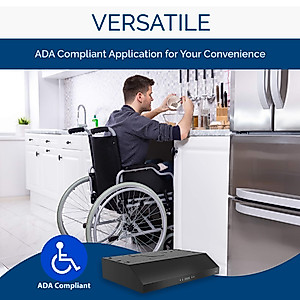 Broan-NuTone BCDJ130BL Glacier Sahale 30-inch Under-Cabinet Easy Install 4-Way Convertible Range Hood with 3-Speed Exhaust Fan and Light, Black