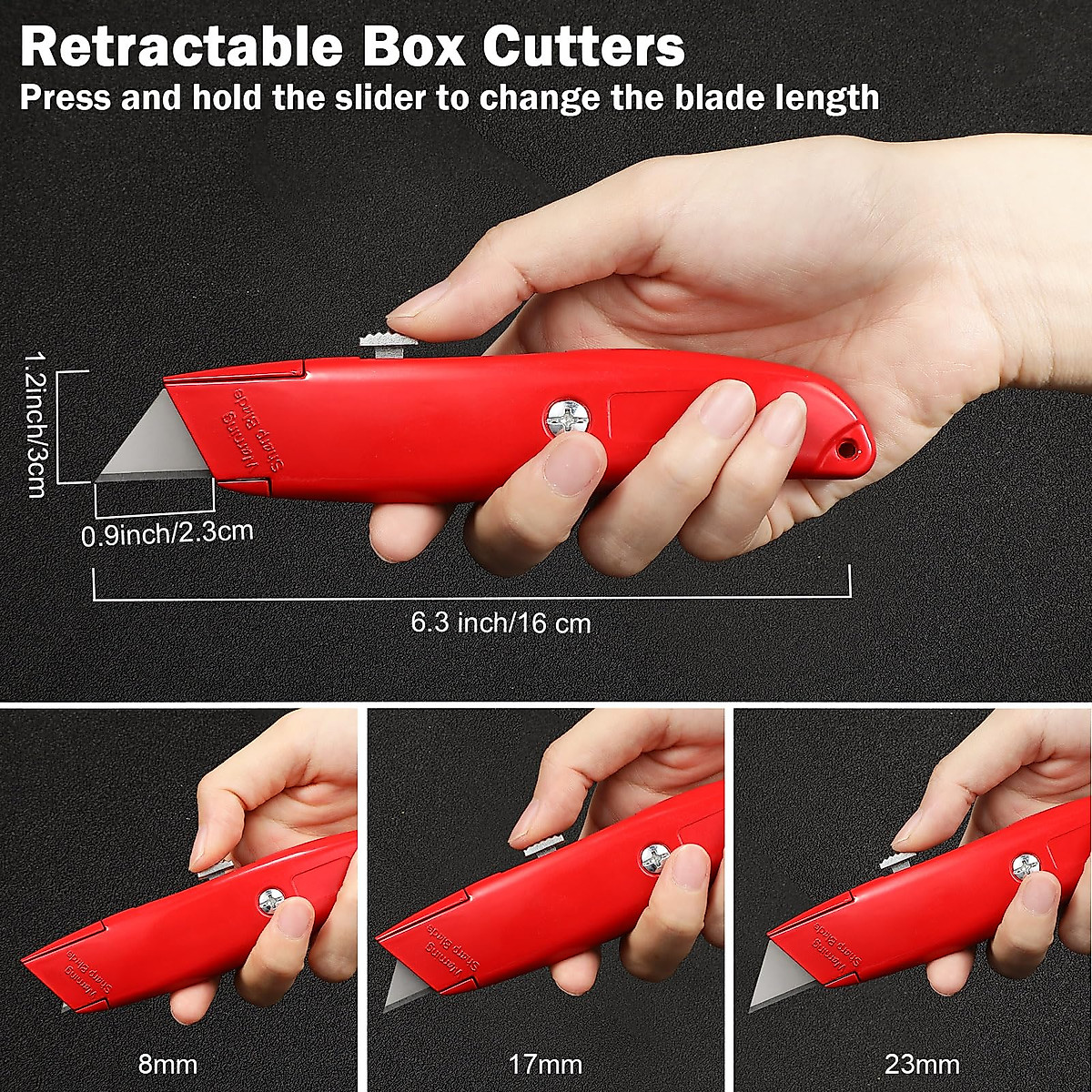 Reginary 40 Pcs Box Cutter Bulk Utility Knife Heavy Duty Retractable Knife Sturdy Aluminum Box Cutter Safety Razor Knife for Ropes, Boxes, Cartons, Plastics, DIY and Cardboard