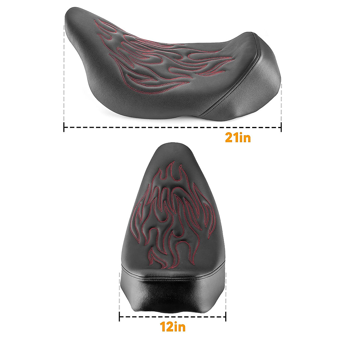 Mofun Solo Driver Seat Compatible with Harley Touring Street Road Electra Glide Road King Bagger Dresser 2008-2023, Red Flame