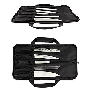 HUHAOLIANHE Professional Kitchen knife Bag (5 Pockets) Storage Carrying Portable Chef Knife Roll Case, Blue