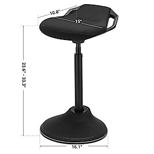 SONGMICS Standing Desk Chair, Adjustable Ergonomic Standing Stool, 23.6-33.3 Inches, Swivel Sitting Balance Chair, Anti-Slip Bottom Pad, Black UOSC02BK