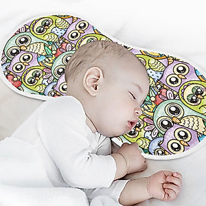 vvfelixl Muslin Burp Cloths Cute Cartoon Owls Baby Washcloths for Baby Girl Boys 2 Pack
