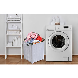 Eslite 42L Collapsible Plastic Laundry Baskets,Foldable Laundry Hamper,Pack of 2 (White)