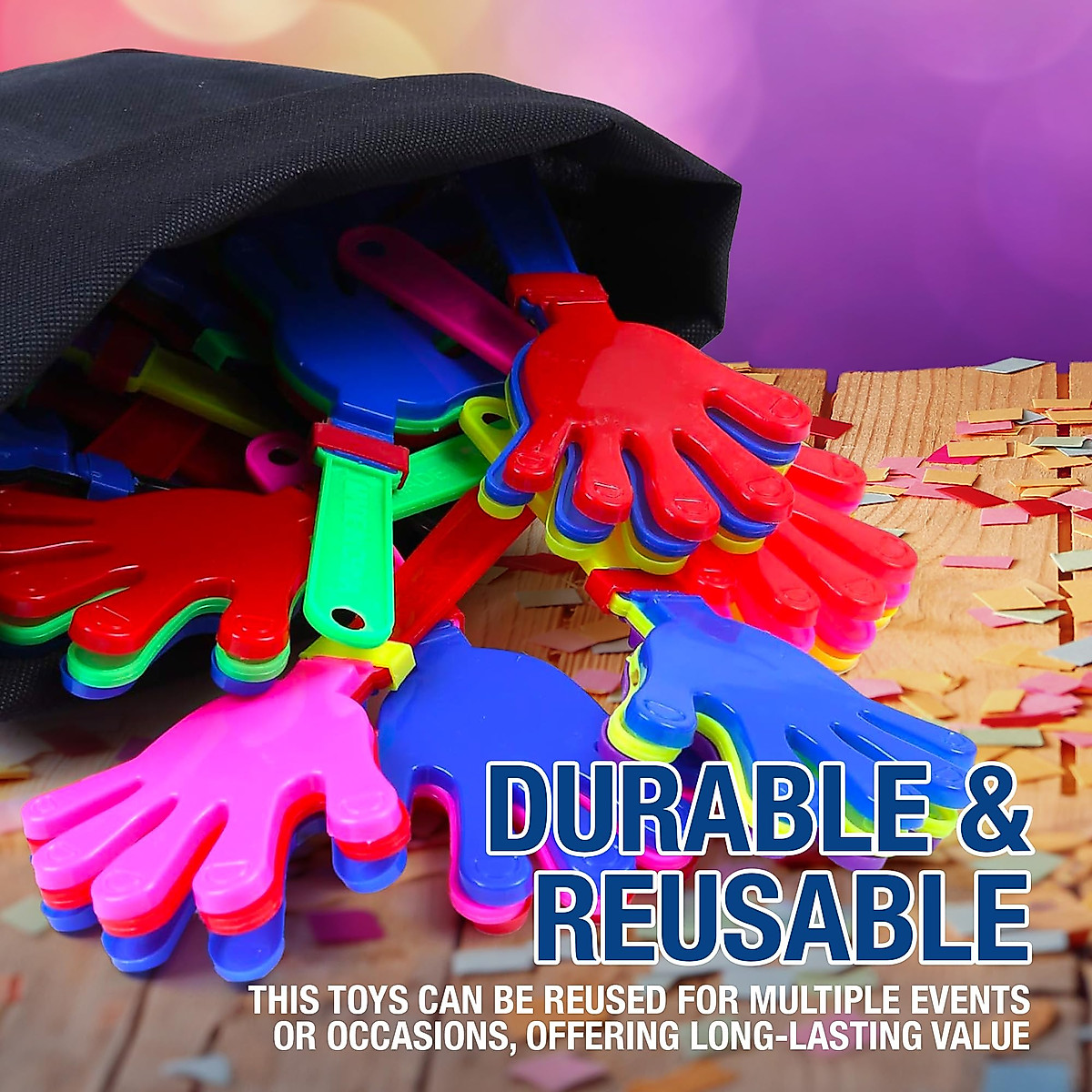 Colorful Hand Clappers - 12 Pack - 7" Noisemakers for Ultimate Party Fun - Sporting Spectacles, Birthday Extravaganzas, and Graduation Celebrations