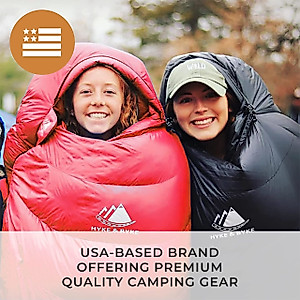 Hyke & Byke Quandary 15°F Cold Weather Mummy Hiking & Backpacking Sleeping Bag - Duck Down 650 FP 3 Season Sleeping Bags for Adults - Ultralight with Compression Stuff Sack (Red, Regular)