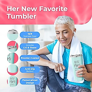 SassyCups Best Mimi Ever Insulated Tumbler Cup with Straw and Lid - Coffee Mug Gift for Grandma - World's Best Mimi Gift From Grandkids for Birthday - New Mimi Tumbler - Grandma, Mimi Gifts