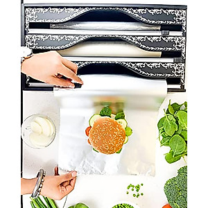 Extra Long Foil and Plastic Wrap Organizer for 15" Rolls, 3 in 1 Plastic Wrap Dispenser with Cutter, Aluminum Foil Organization And Storage, Parchment, Wax Paper Dispenser for Drawer