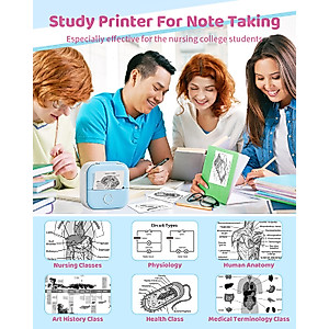 Ponek Mini Pocket Sticker Printer-Bluetooth Pocket Thermal Printer-Portable Smart Photo Printer for iPhone, White Self-Adhesive Paper Compatible with T02/M02X/M02XS for Journal, Photo, Memo