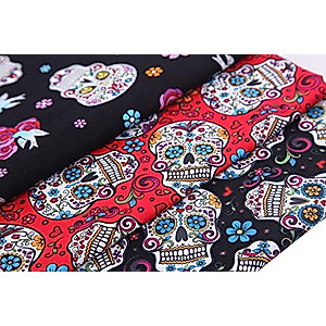 NC 3Pcs Halloween Printed Fabric Patchwork Halloween Theme Sewing Fabric Quilting Fabric Fat Quarters Fabric Scraps Sewing Fabric Fabric Bundles DIY Craft Party Supplies