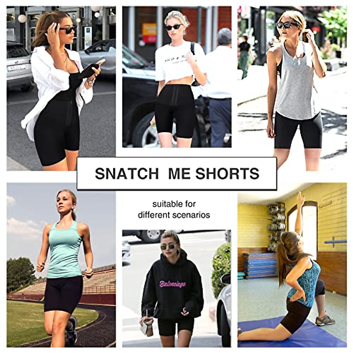 FeelinGirl Workout Shorts Butt Lifting Booty Shorts Waist Trainer High Waisted Thigh Slimmer Athletic Running Gym Yoga Active Shorts Black XL