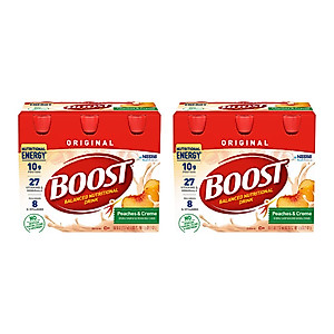 Boost Original Nutritional Energy Balanced Nutritional Drink (6 Count (Pack of 2), Peaches & Creme)