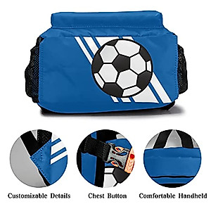 Liveweike Custom Kids Backpack,Soccer Ball Sports Royal Blue Personalized Kid's School Bookbags Bag for Gift Boys Girl Children