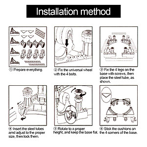 Adjustable Refrigerator Stand, FOCCTS Universal Movable Adjustable Mobile Base with 4 Strong Feet and 4 Locking Rubber Swivel Wheels, Multi-functional Movable Adjustable Base Dolly Roller for Washing