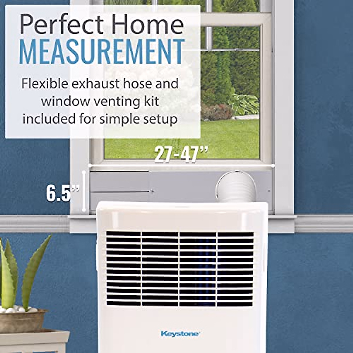 Keystone 5,000 BTU Portable Air Conditioner, Cools Rooms Up to 200 Sq. Ft., with Remote Control, LED Display, 24H Timer, Dehumidifer, Wheels, and 3-Speeds