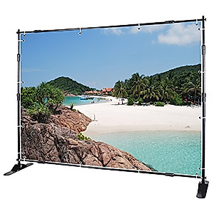 Voilamart Step and Repeat Display Backdrop Banner Stand 8' x 8' Adjustable Telescopic Display Backdrop Stand for Trade Show, Photo Booth, Wall Exhibitor Background with Carrying Bag