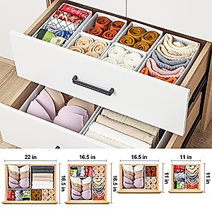 Stero 12 Pack Drawer Organizers for Clothing, Dresser Drawer Organizer Clothes, Fabric Foldable Closet Organizers and Storage Basket Bins for Clothes, Underwear, Bras, Socks (White)