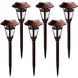 GIGALUMI 6 Pack Super Bright Solar Lights Outdoor Waterproof, High Lumen Solar Garden Lights, Metal Solar Pathway Lights Outdoor, Solar Sidewalk Lights for Yard, Patio, Landscape, Walkway