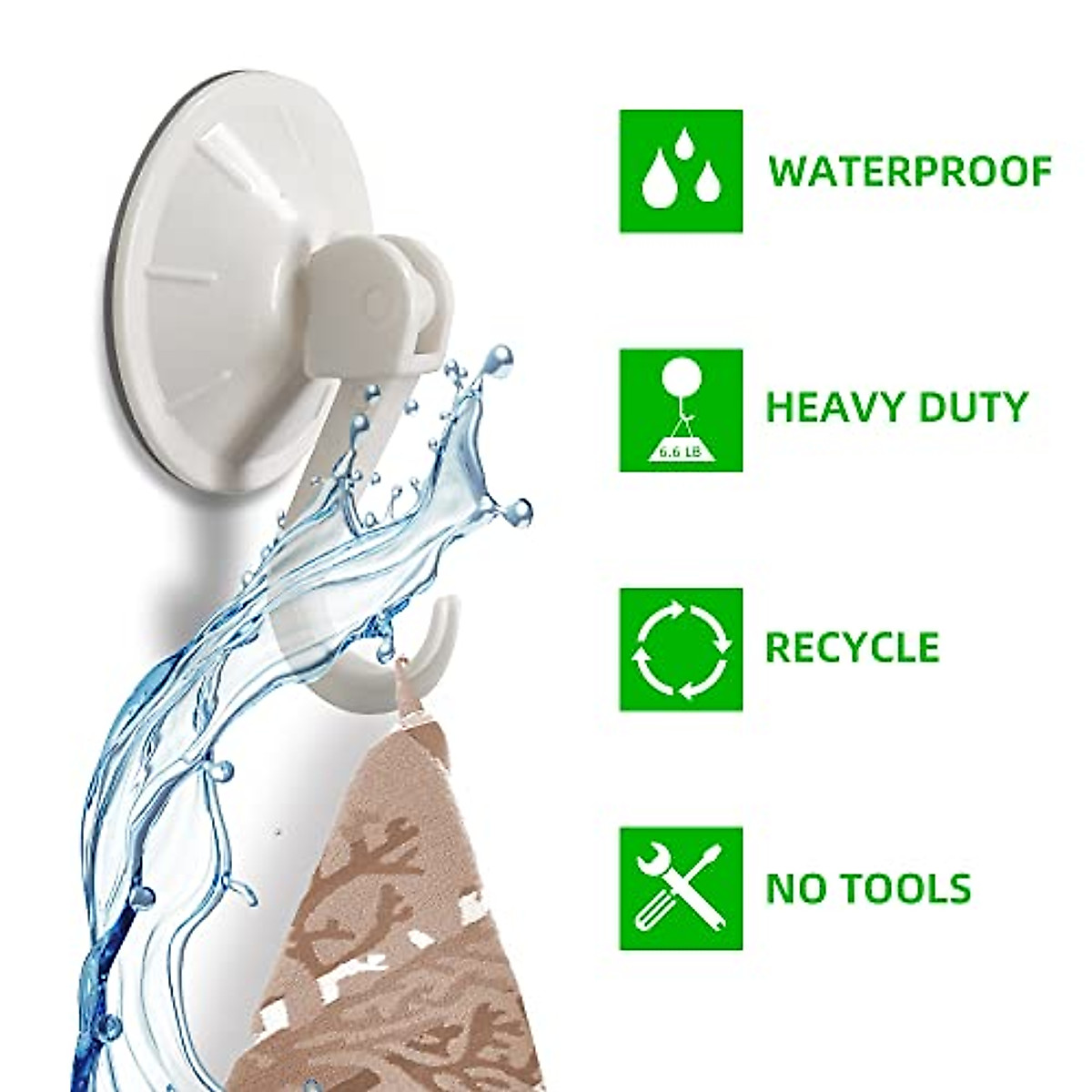 Suction Cup Hooks, SUNDOKI Suction Shower Hooks Heavy Duty Hangers for Window Glass Door Kitchen Bathroom Shower Wall - 4 Pack (Small)
