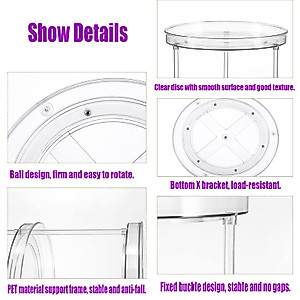 2 Tier Lazy Susan Organizer, Raised Edge Swivel Organizer for Spices, Condiments, Round Clear Turntable Organizer for Cabinets, Countertops, Bathroom, Refrigerator, Dining Room Organizer,9.5 Inches
