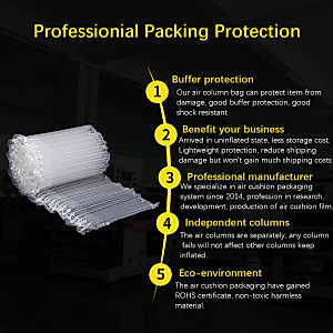 RESISSHO Bubble Cushioning Wrap Roll, 11.8 inch x 164 Feet Inflatable Air Column Wrap for Heavy Duty Packing and Shipping 50 Microns Thick and Strong Large Air Bubbles for Moving Fragile Items