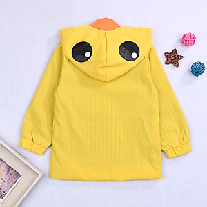 YOUNGER TREE Toddler Baby Boy Girl Duck Raincoat Cute Cartoon Hoodie Zipper Coat Outfit (Yellow, 24 Months)