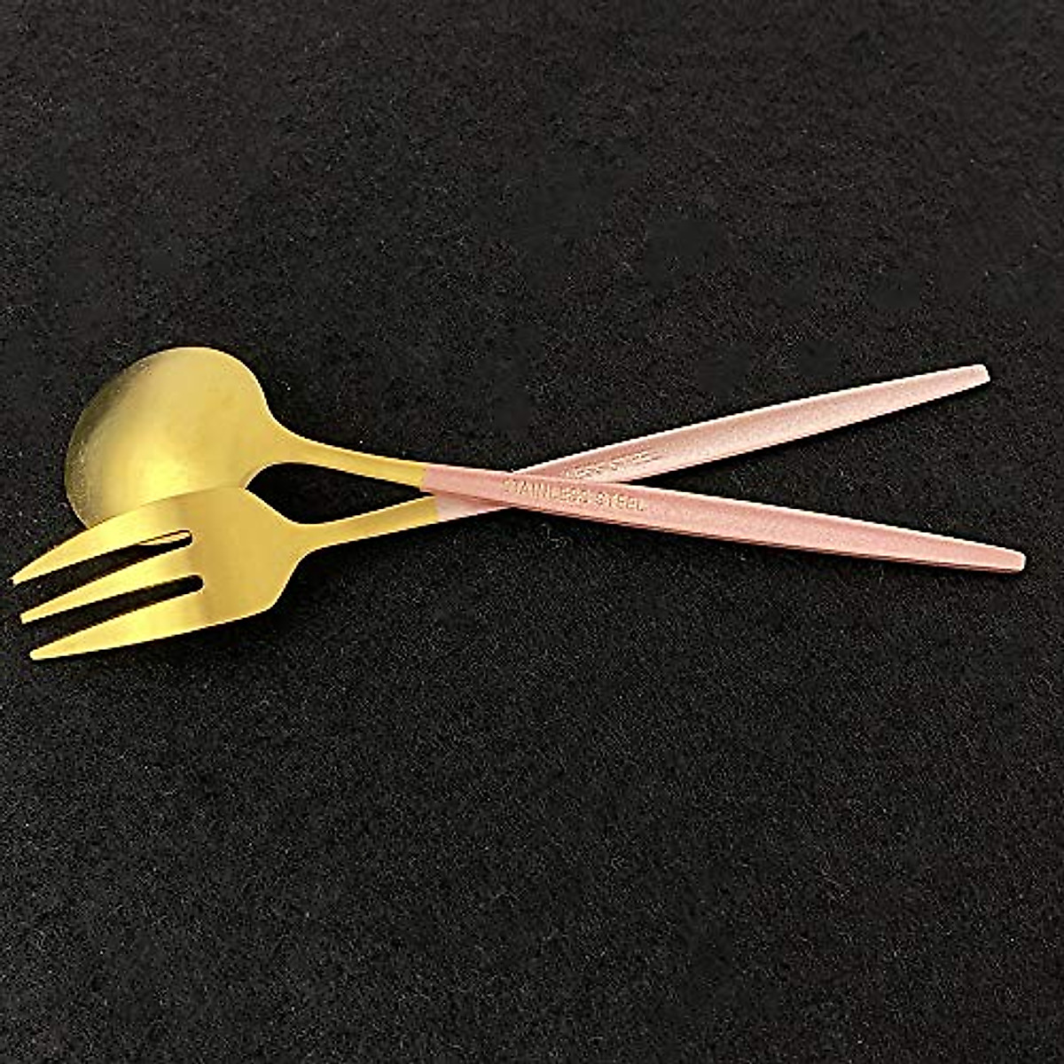 Uniturcky Red Gold Cake Serving Set, Stainless Steel Titanium Gold Plating Cake Server, Cake Fork, Dessert Spoon For Birthday, Wedding, Gift for Birthday, Gift Wedding and Parties 5pcs 4.94"