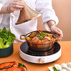 304 Stainless Steel Tagine Pot Moroccan Cooker Non Stick Cooking Pot with 2 Handle Large Moroccan Cooking Tagine Pot with Cone-Shaped Closed Lid,Silver,23cm