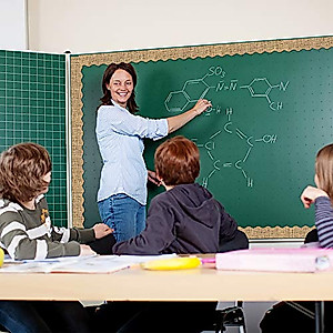 Burlap Scalloped Border Trim, Bulletin Borders Stickers, 66 ft Back to School Decoration Borders for Bulletin Board/Black Board Trim, Teacher Student Use for Classroom School Decoration