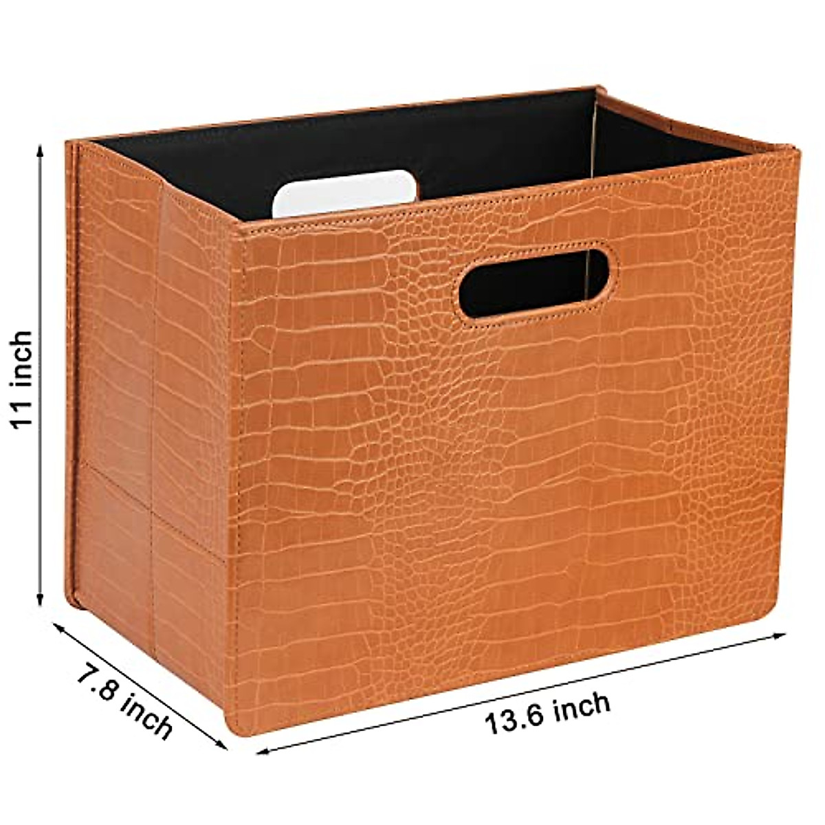 HofferRuffer Magazine Basket Holder, Foldable Magazine Rack, Document File Holder Organizer, File Folder, Newspaper Storage Bin Organizer for Home or Office, Home or Office (Brown)