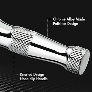 DURATECH Stubby Ratchet Set, 1/4-Inch and 3/8-Inch Ratchets with 2 Extension Bars, 4-piece, 72-T Reversible Quick-Release Head, Chrome Plated Finish and Full Polish