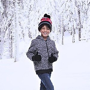 Minus 5° by Polar Wear Boys Winter Game Design Knitted Beanie Hat and Glove Set (2 Piece Set), black/red