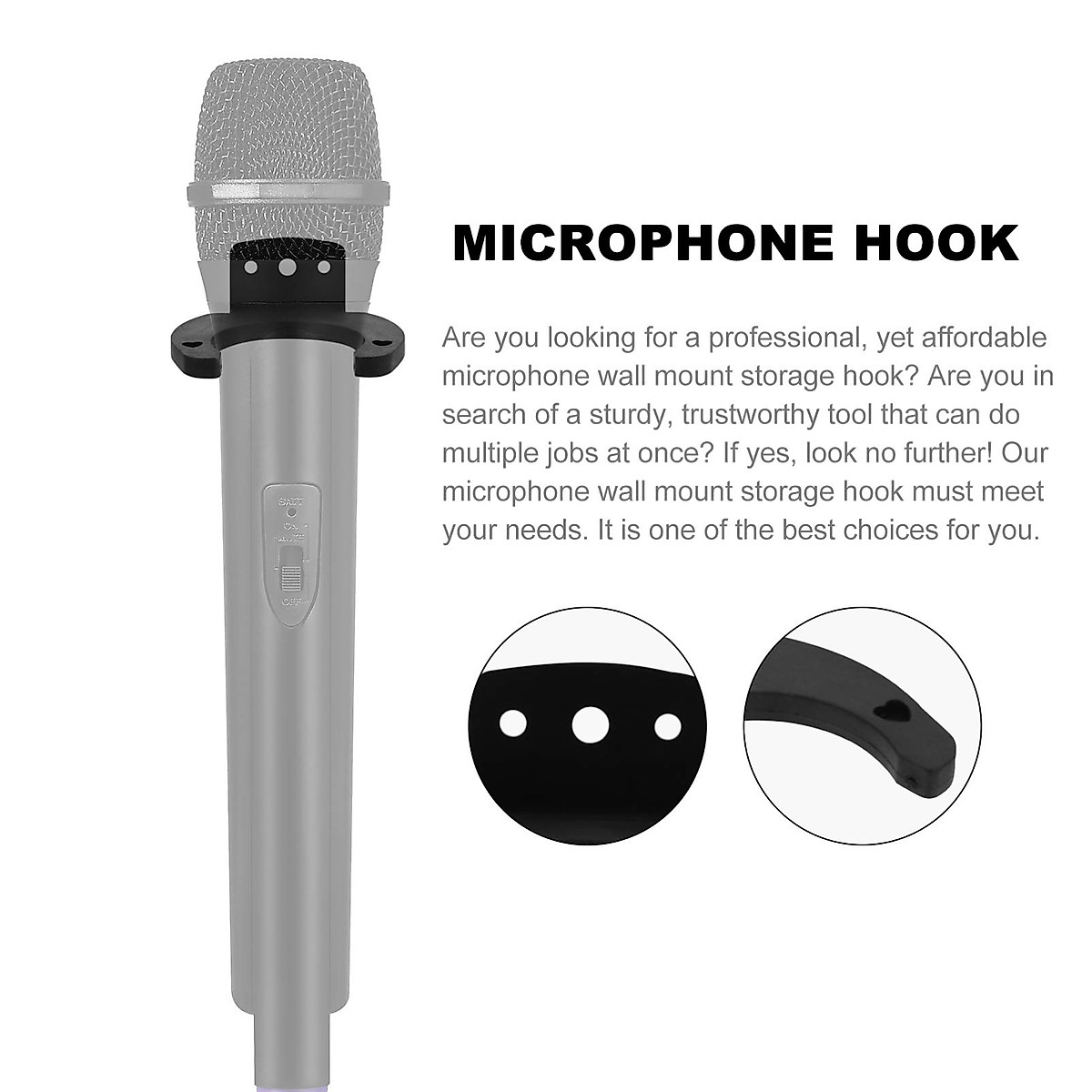 ARTIBETTER Microphone Holder for Mic Stand 4pcs Microphone Wall Hanger Wall Mounted Mic Holder Bracket Rack Clamp for Home Office Microphone Accessories Mic Holder for Stand