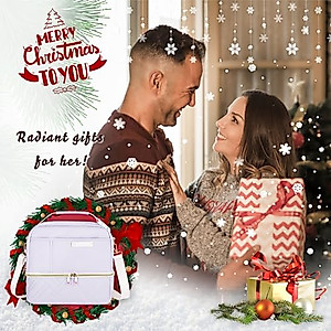 GLORIEROO Large Lunch Bag Women - 2 Tier Vegan Leather Insulated Leakproof Waterproof Lunch Box Cooler with Removable Strap for Work Travel Picnics Teacher Mothers Day Christmas Gifts for Women