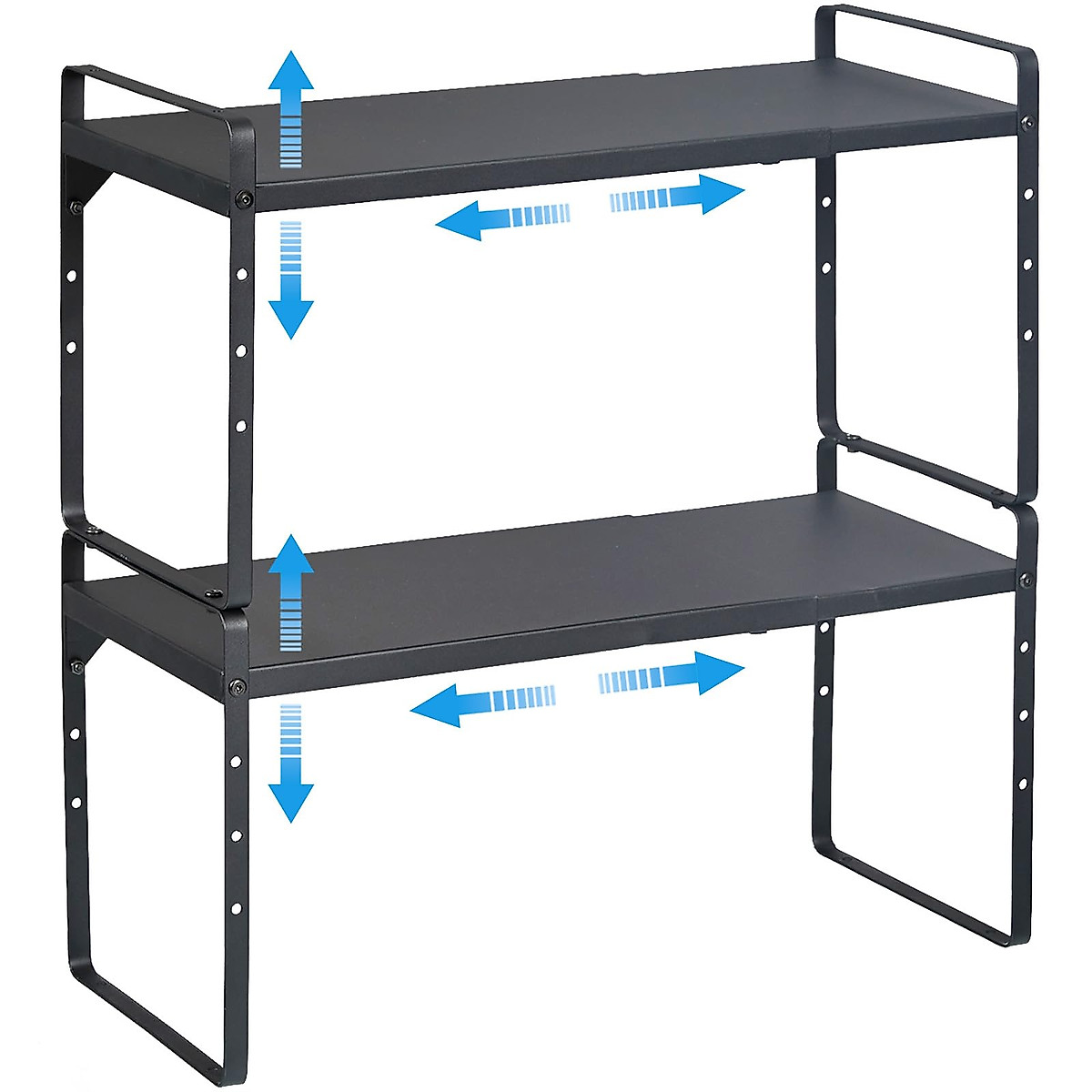 2 Pack Expandable Kitchen Cabinet Organizer Shelf, Stackable Kitchen Counter Storage Shelves Organizers, Adjustable Small Storage Shelf Rack Stand Riser For Mug Coffee Cup Dish Plate, Length: 25.5”