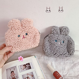 FIDA&MOON Fida&Moon Girls Cute Rabbit Coin Purse Fluffy Mini Cosmetic Wallet with Zipper