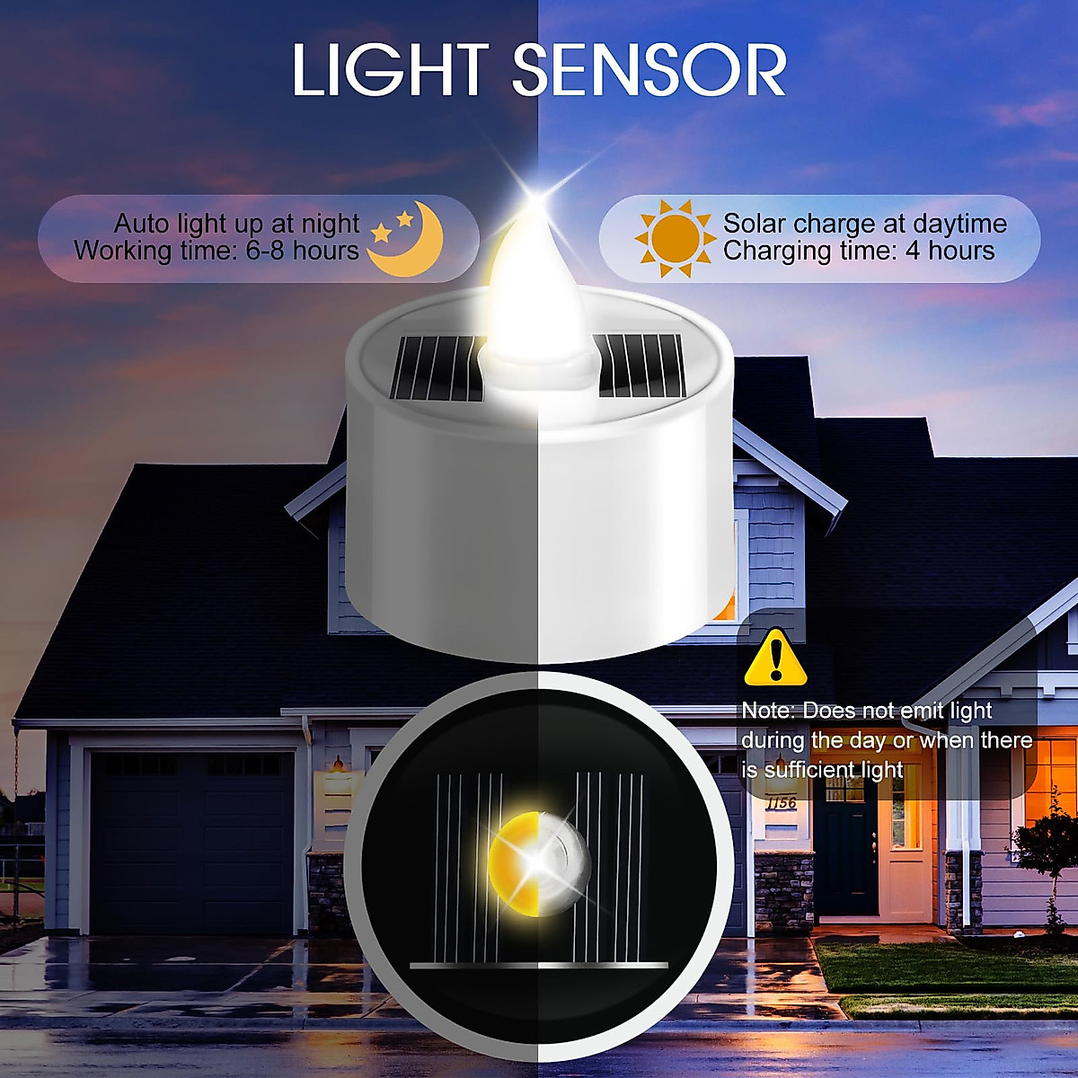 Kittmip 18 Pieces Solar Tea Lights LED Flameless Solar Candles Battery Flickering Waterproof Candles for Wedding Holiday Party Home Decor(1.5 x 1.4 Inch,Yellow Light)