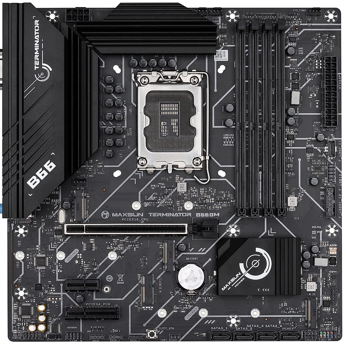 MAXSUN Terminator B660 LGA 1700(Intel 12th Gen) mATX Motherboard (PCIe 4.0, DDR4,3xM.2 Slots, 2.5Gb LAN, DP, 2 x HDMI, VGA, Rear USB 3.2 Gen 1, Front USB 3.2 Gen 2 Type-C)