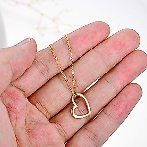 Solid 14k Gold Heart Necklace for Women, Fine Gold Love Jewelry for Wife/Mother/Girlfriend, Anniversary Present, Gifts for Her, 16+2 Inch