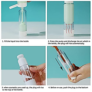 19 Pcs TSA Approved Travel Toiletries Containers Set - Refillable Vacuum Pump Bottle, Squeeze Pouches, Clear Glass Jar for Toner Shampoo Conditioner Lotion Body Wash (Include Cosmetic Bag Label)