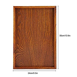 Hyuduo Wood Serving Tray, Rectangle Wooden Serving Trays Platter for Home, Hotel, Tea, Breakfast, Lunch, Dinner, Appetizers, Coffee(35 * 24cm),Vegetable Plate/Fruit Plate/Tray